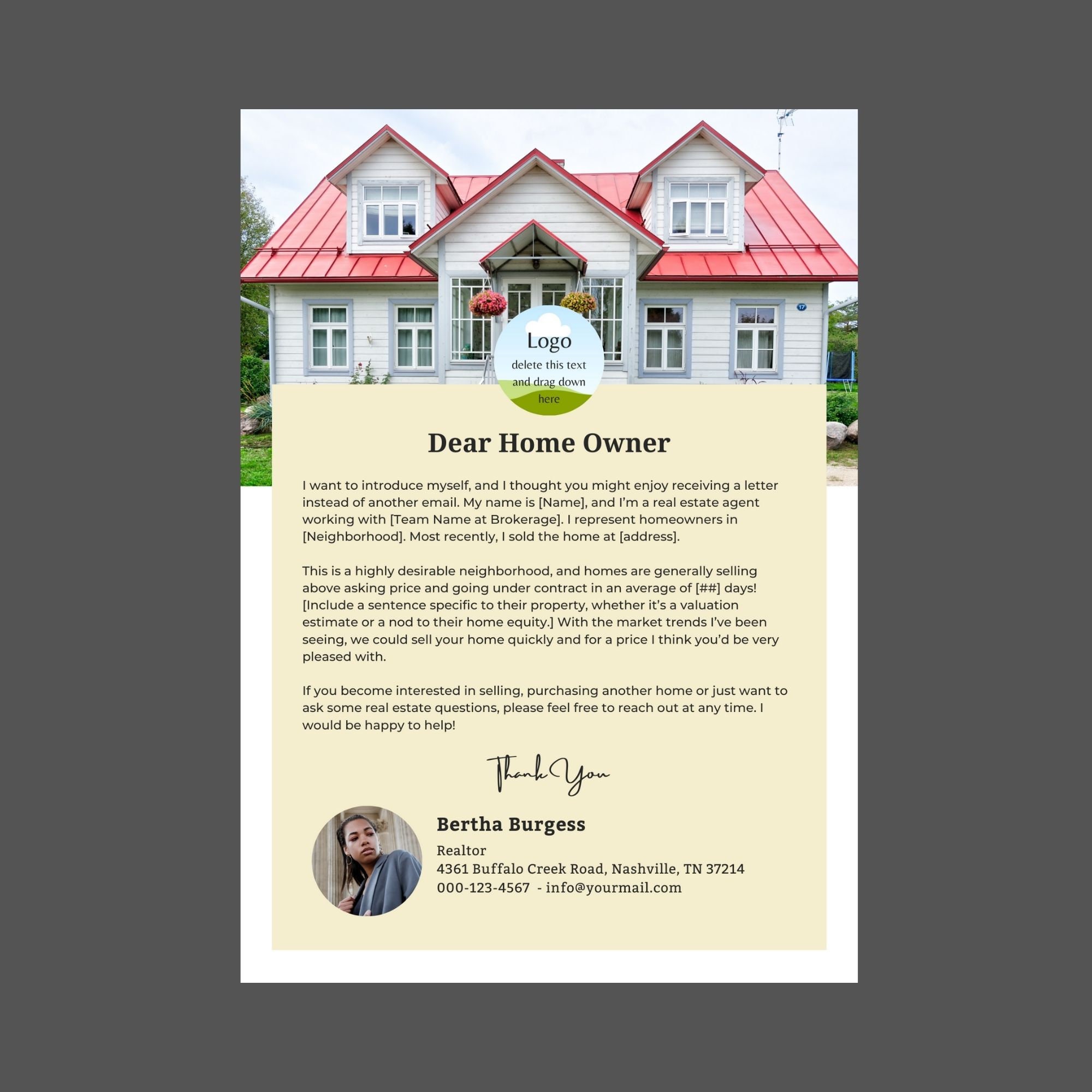 Real Estate Prospecting Letter Template Real Estate Agent Etsy