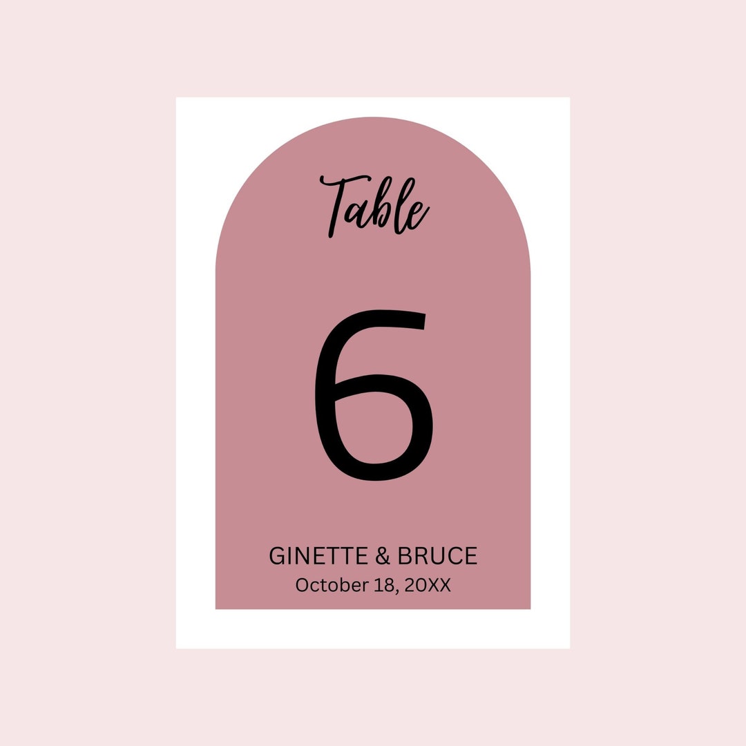Wedding Table Number Template Modern Minimalist Rose Gold Table Numbers ...