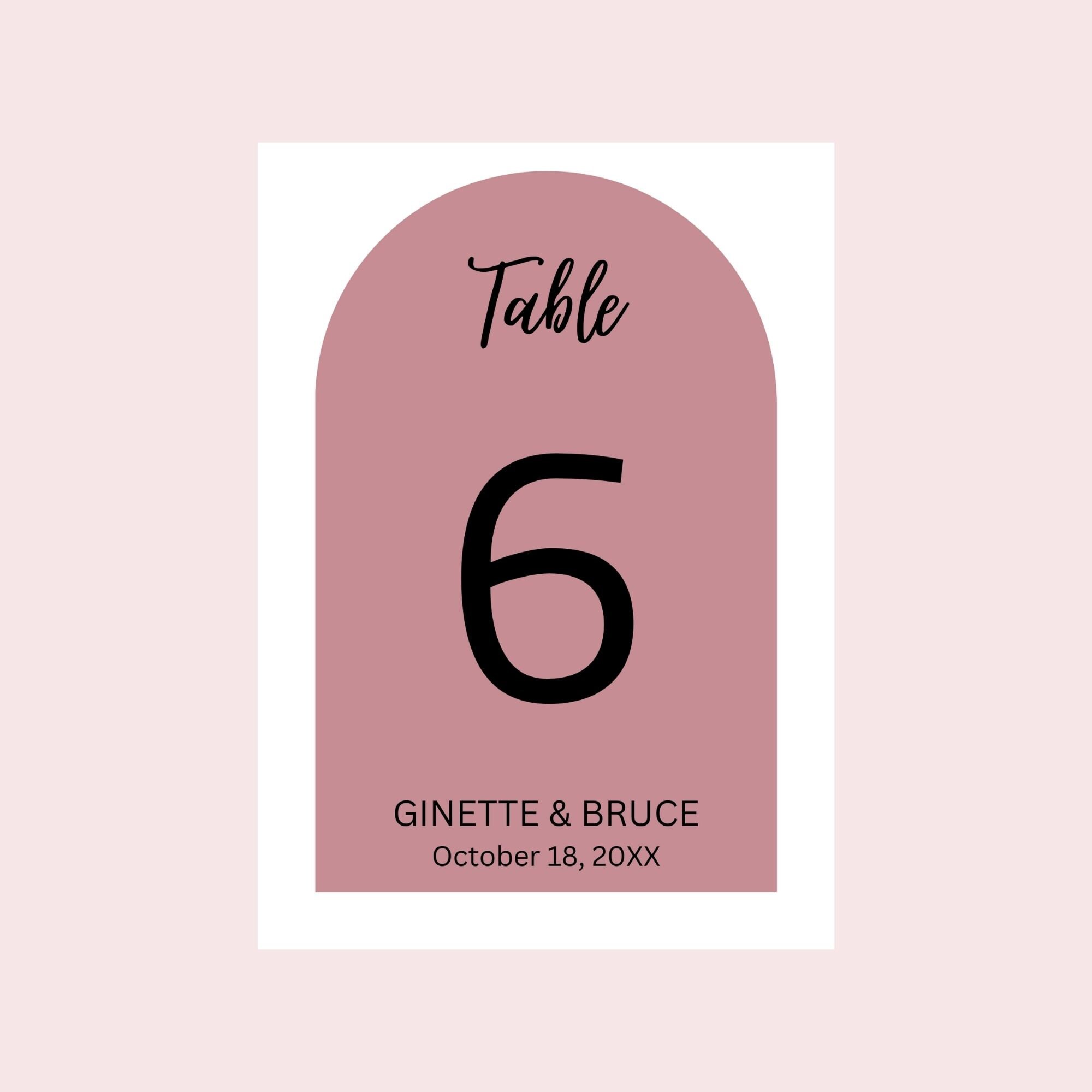Wedding Table Number Template Modern Minimalist Rose Gold Table Numbers ...