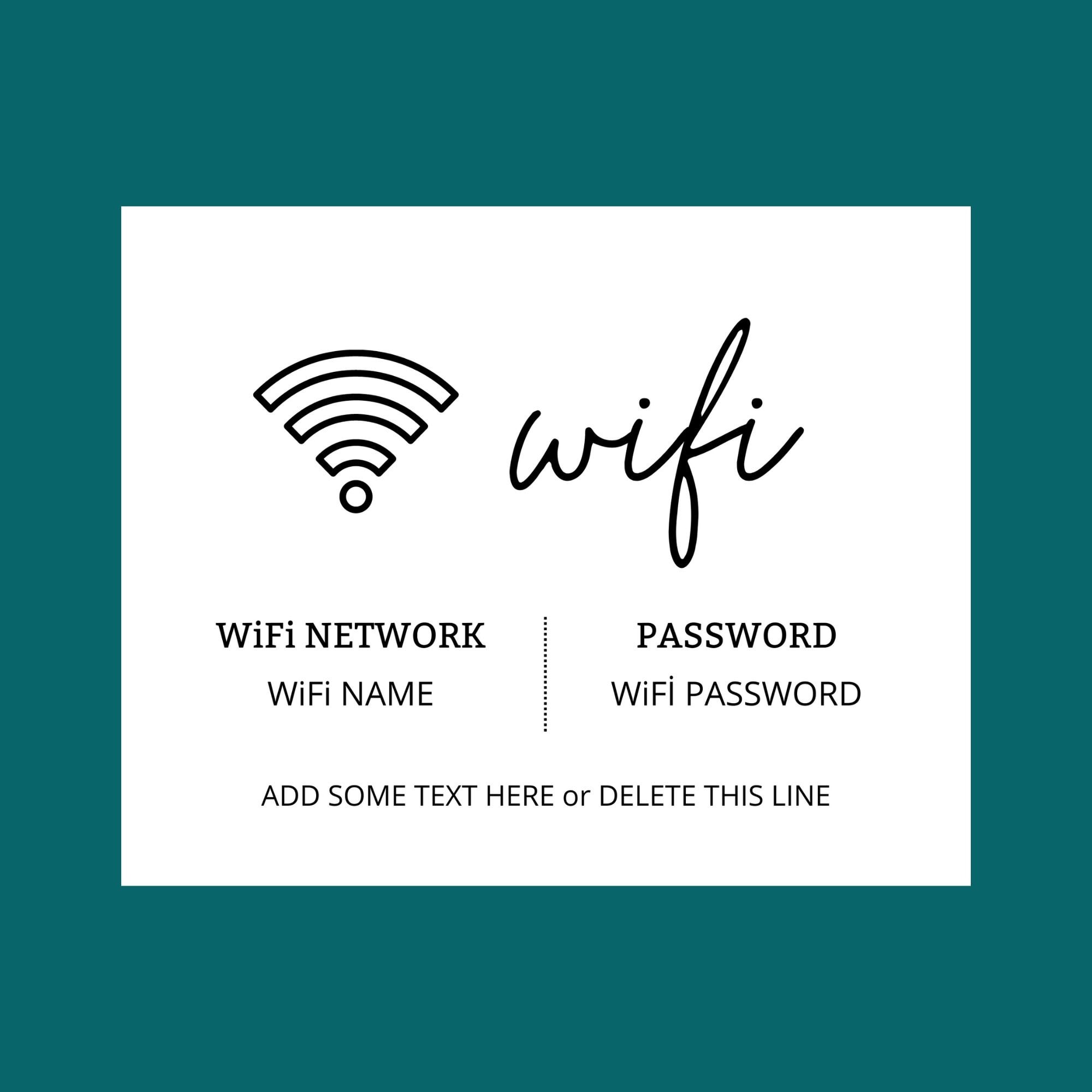 Wifi Password Sign Editable Wifi Sign Printable Template Be Our Guest ...