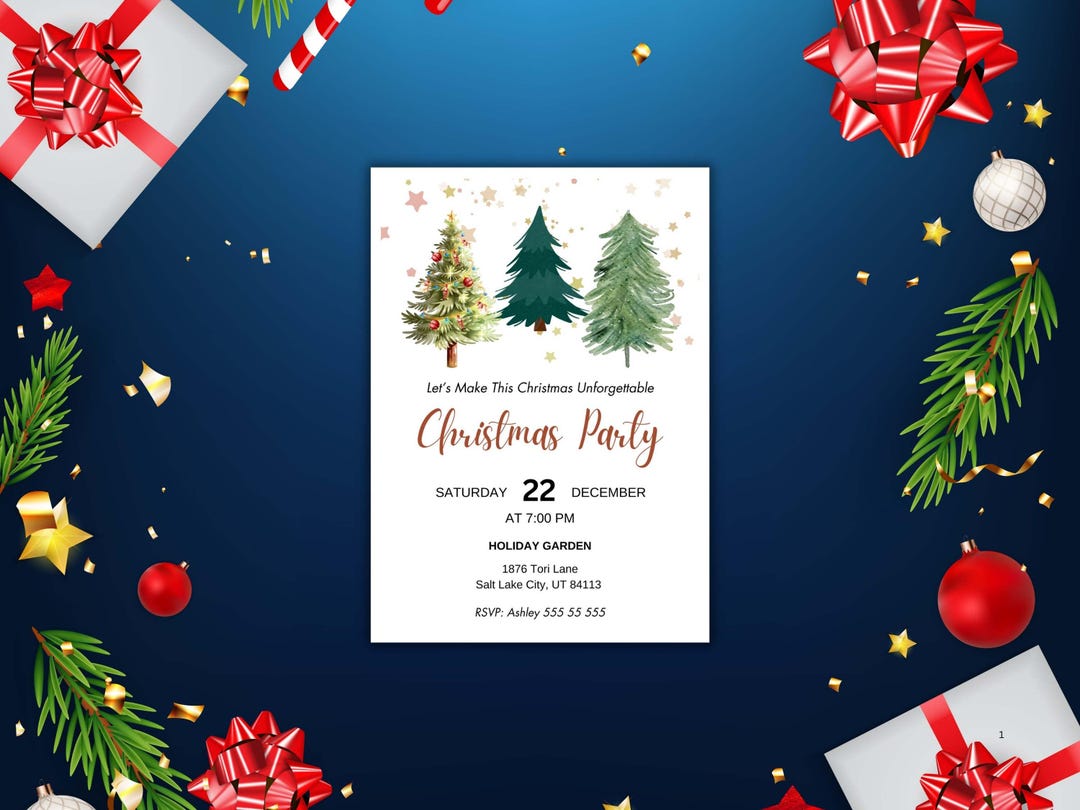Editable Christmas Party Invitation Template Holiday Party Canva ...