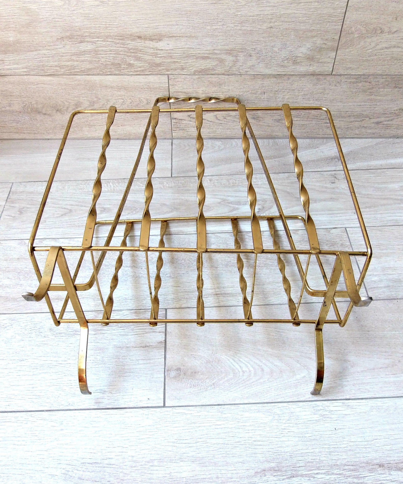Vintage Brass Magazine Rack - Etsy