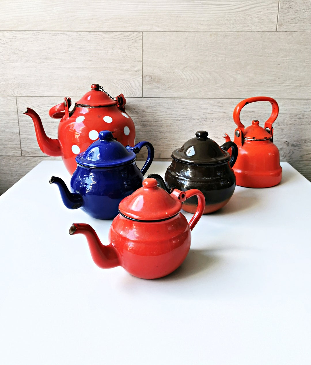 Lot of Five Vintage Enamel Teapots Made in Yugoslavia - Etsy