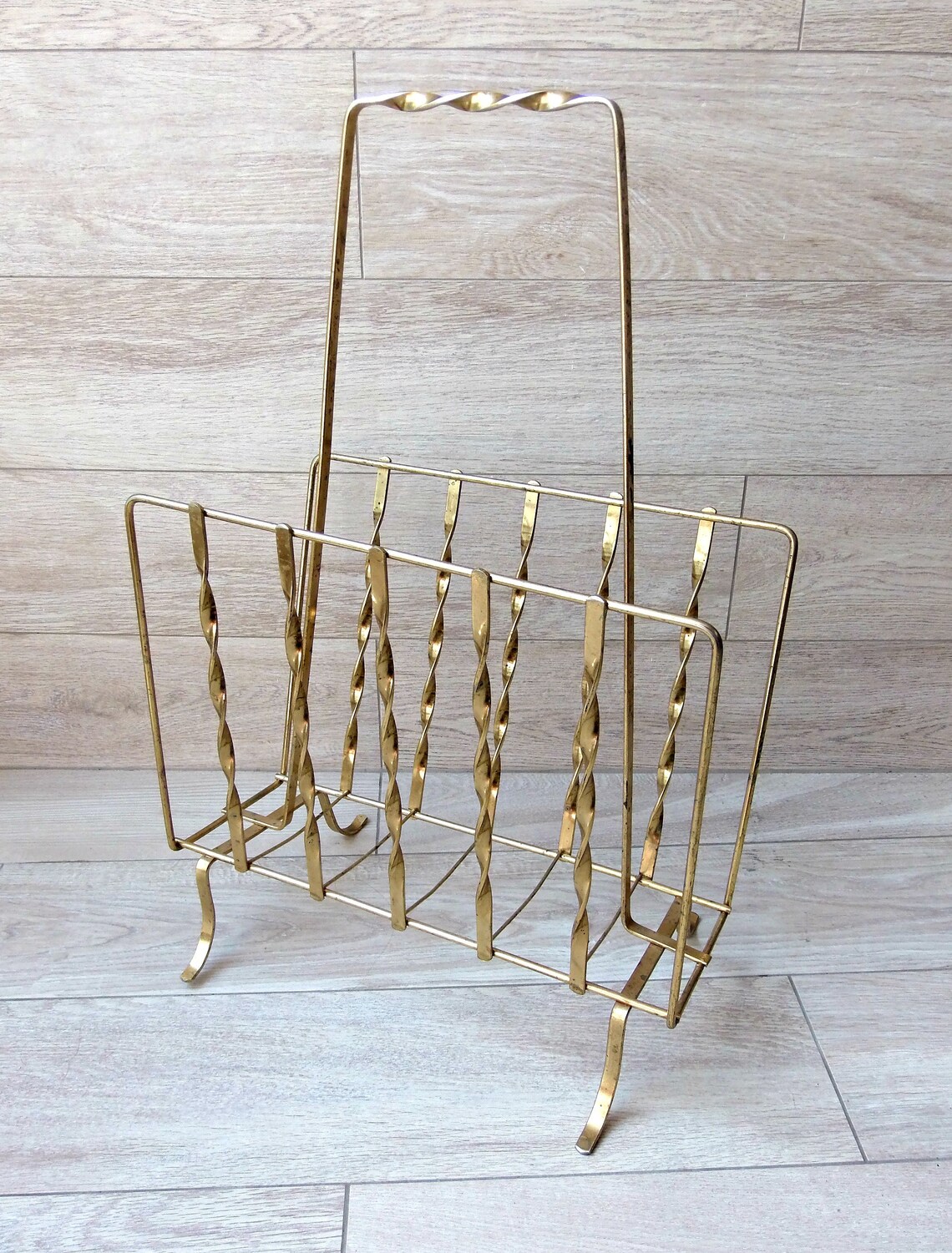 Vintage Brass Magazine Rack - Etsy