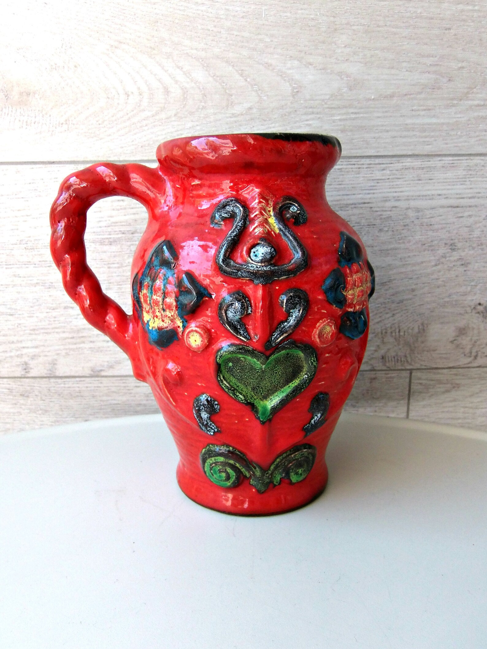 West Germany Pottery Pitcher - Etsy