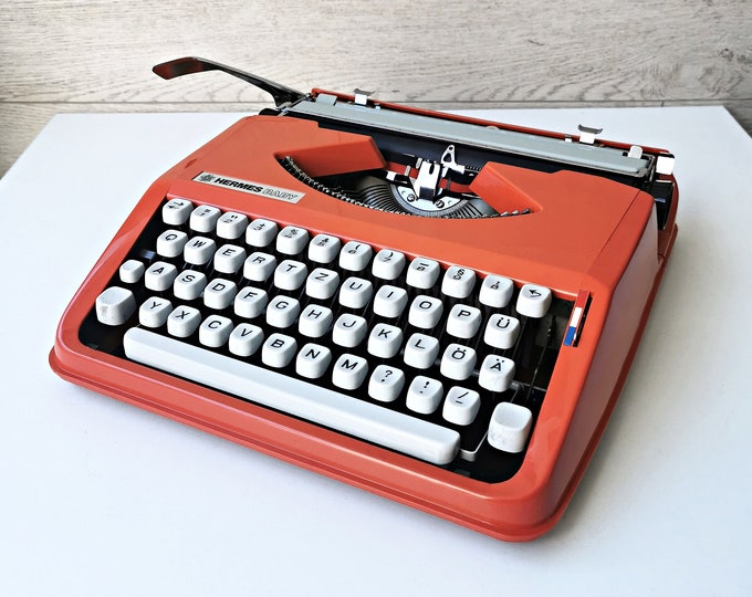 ULTRA RARE! Vintage CURSIVE Hermes Baby Red/orange Typewriter - Etsy
