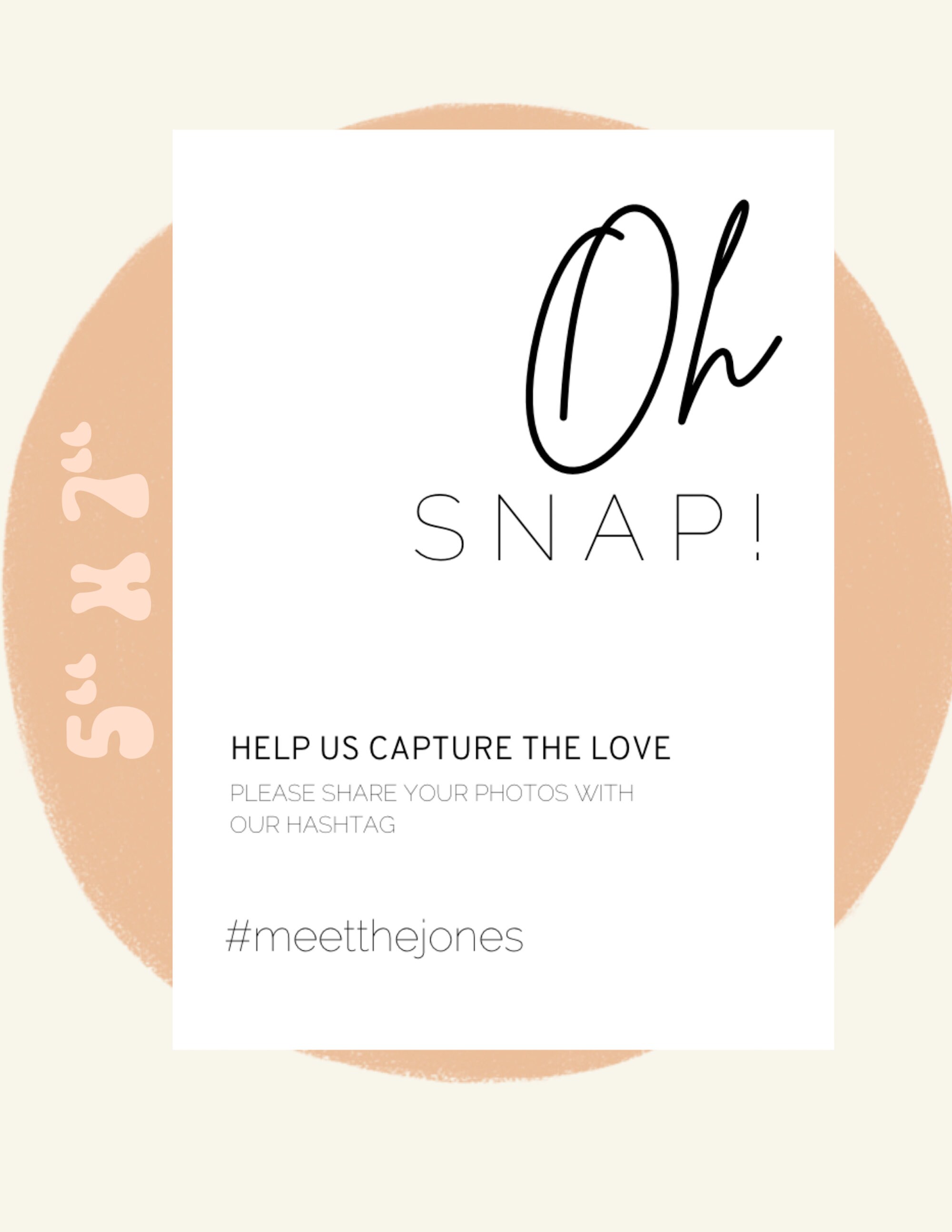Oh Snap Capture the Love Wedding Photo Card Wedding Hashtag - Etsy