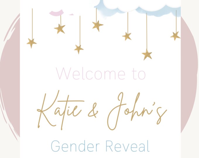 Gender Reveal Welcome Sign, Neutral Gender Reveal Decor, Twinkle ...