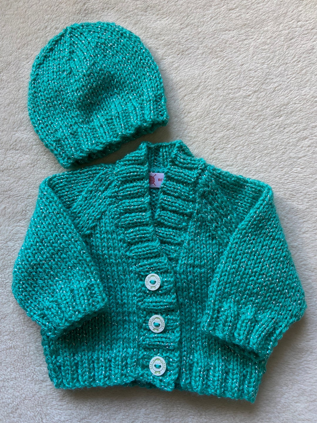 Jade Green Premature Baby Cardigan, Coming Home Outfit, Glitter Baby ...