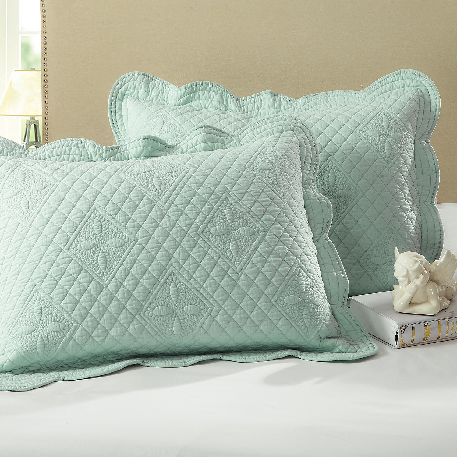 Sage Garden Luxury Pure Cotton Quilted Pillow Sham Light Aqua - Etsy