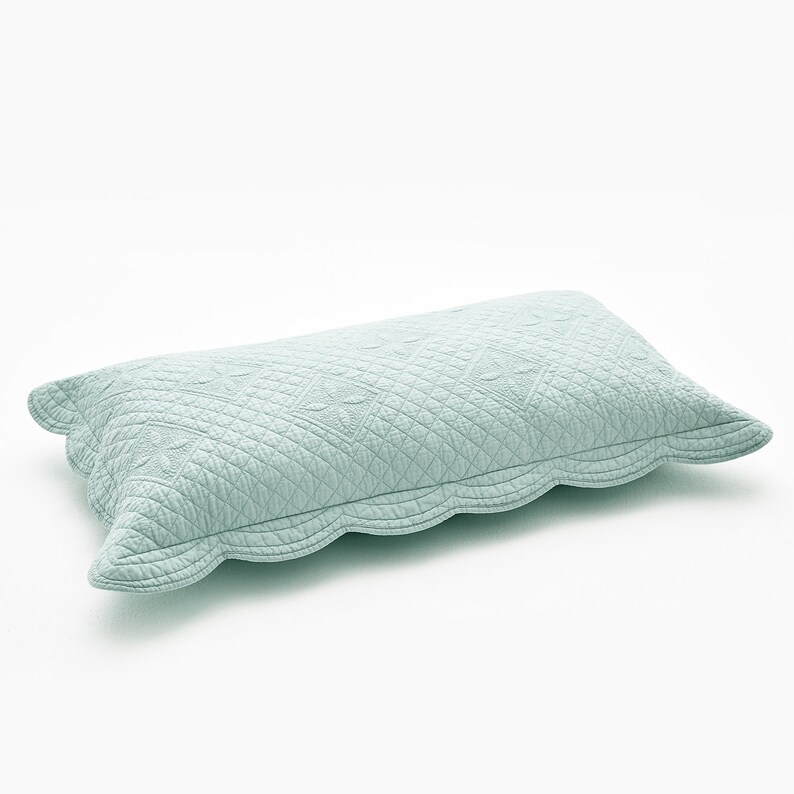 Sage Garden Luxury Pure Cotton Quilted Pillow Sham Light Aqua - Etsy