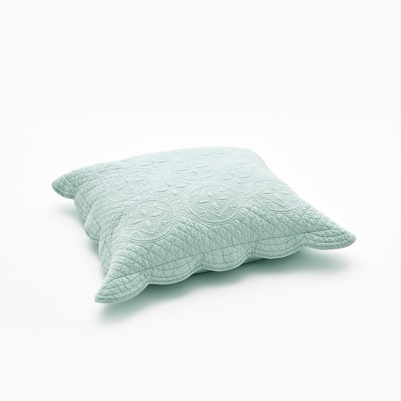 Sage Garden Luxury Pure Cotton Quilted Pillow Sham Light Aqua - Etsy