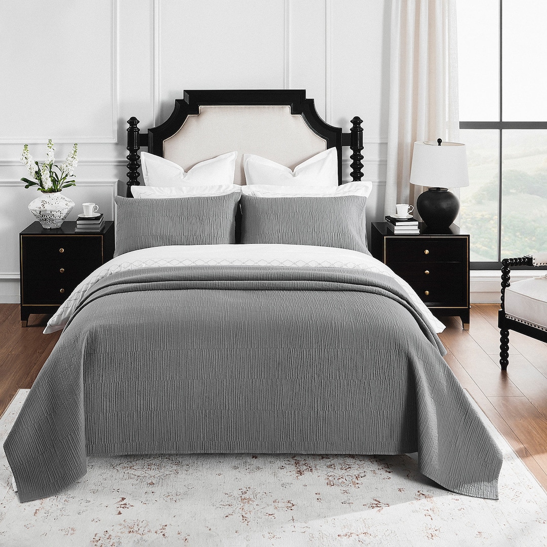 Calla Angel Evelyn Stitch Threads Luxury Pure Cotton 3 Pieces Quilt Set ...