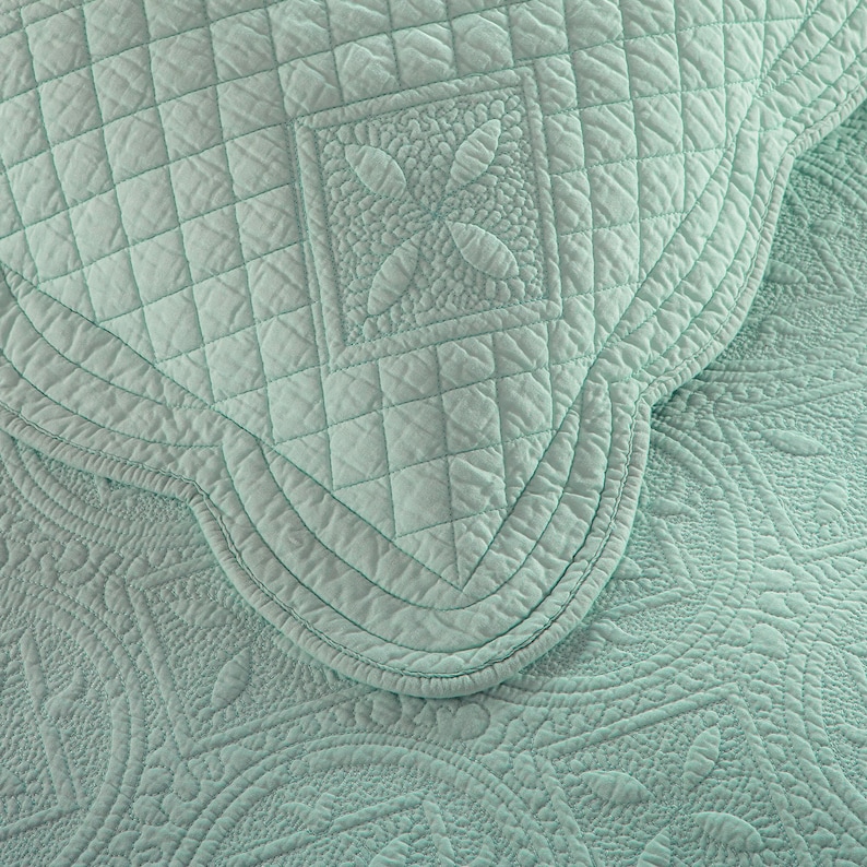 Sage Garden Luxury Pure Cotton Quilted Pillow Sham Light Aqua - Etsy