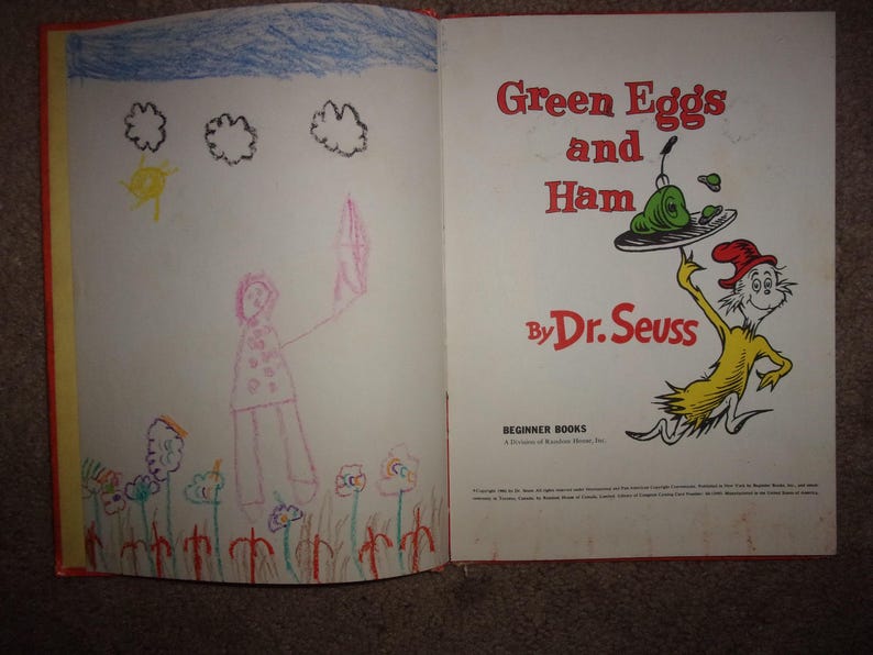 1960 Dr. Seuss 1st Green Eggs and Ham Very Early State of the First ...