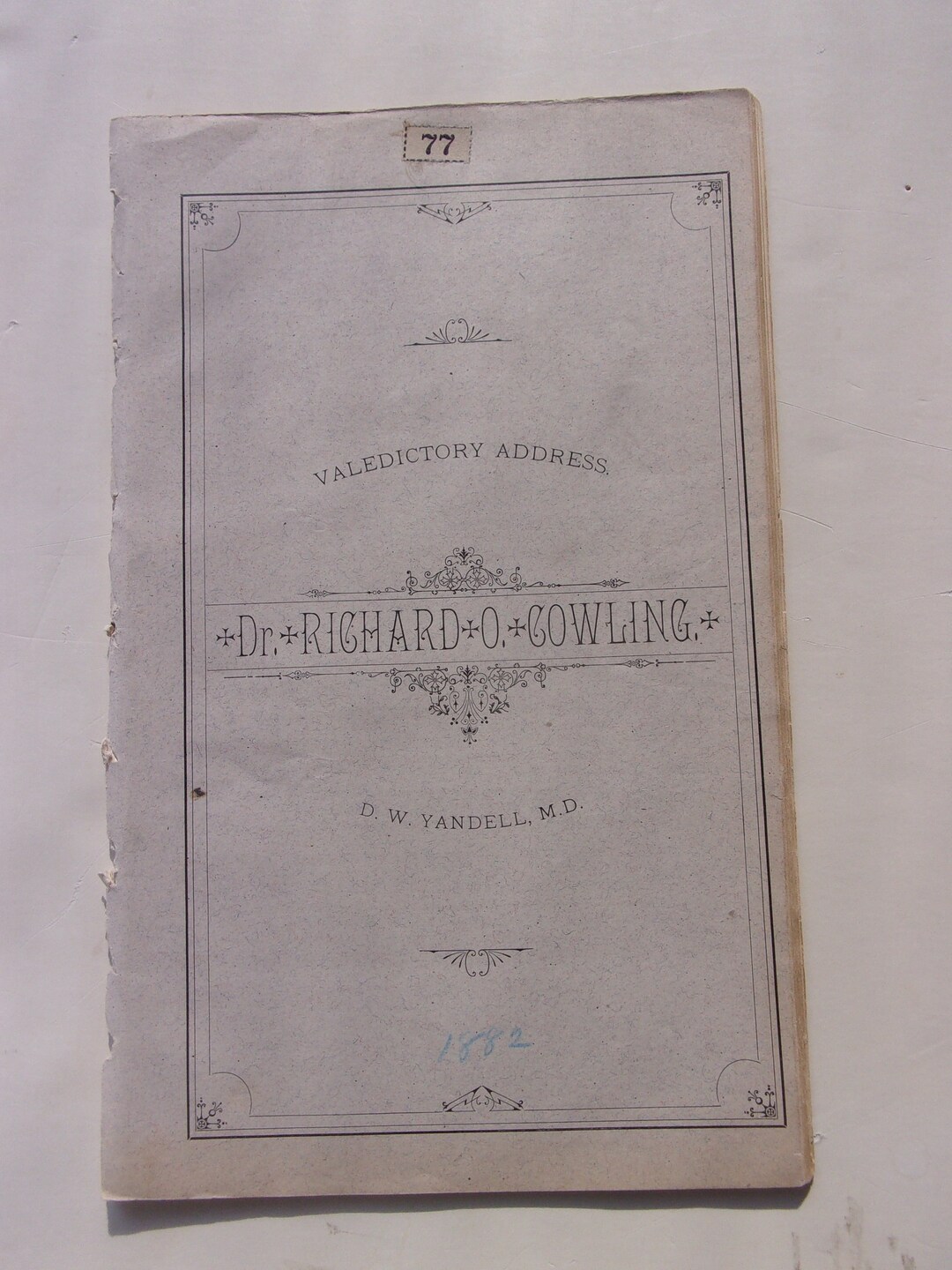 Rare 1882 Kentucky Medical Dr. David Yandell Valedictory Address ...