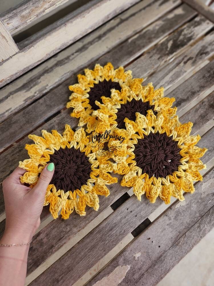Sunflower Coaster Set - Etsy