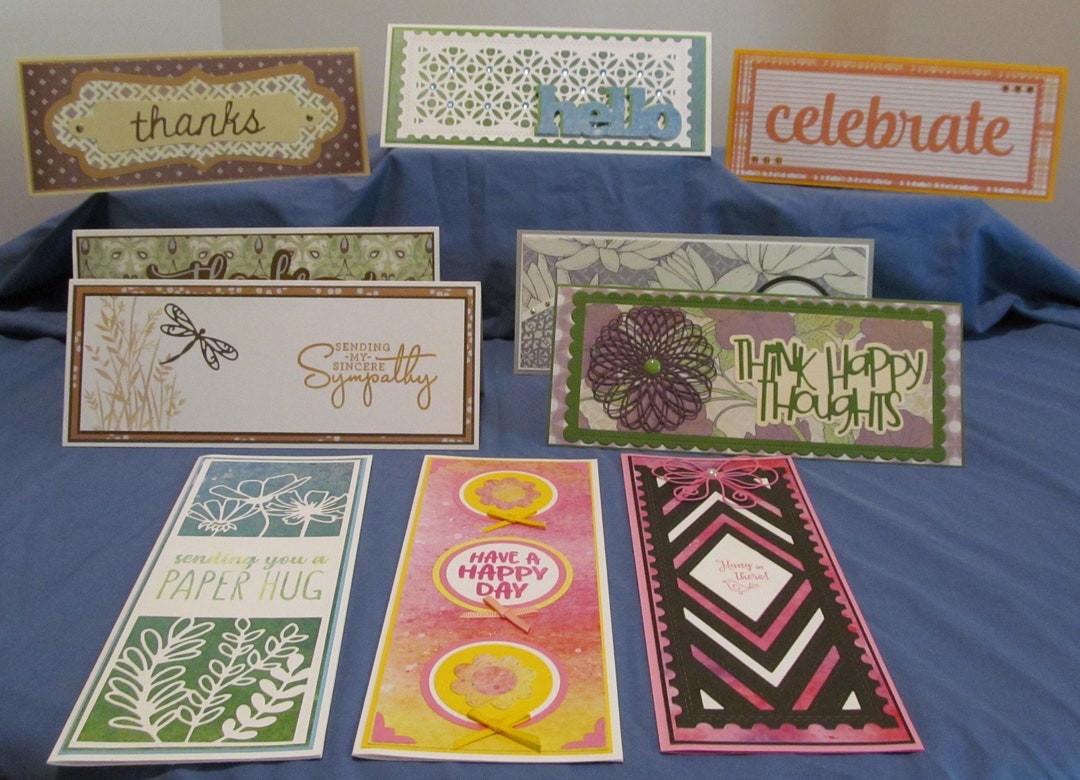 10 SLIMLINE VARIOUS SENTIMENTS Greeting Cards (#451) Free Shipping - Etsy