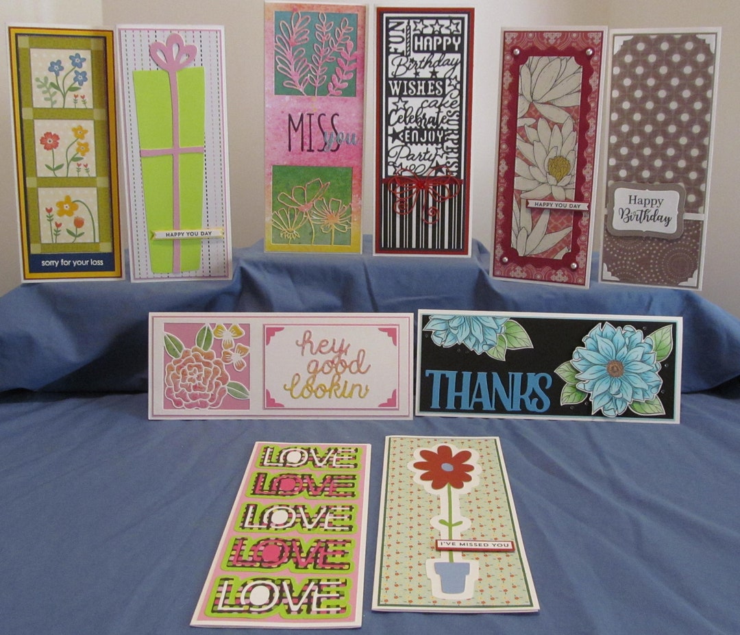 10 SLIMLINE VARIOUS SENTIMENTS Greeting Cards (#382) Free Shipping - Etsy