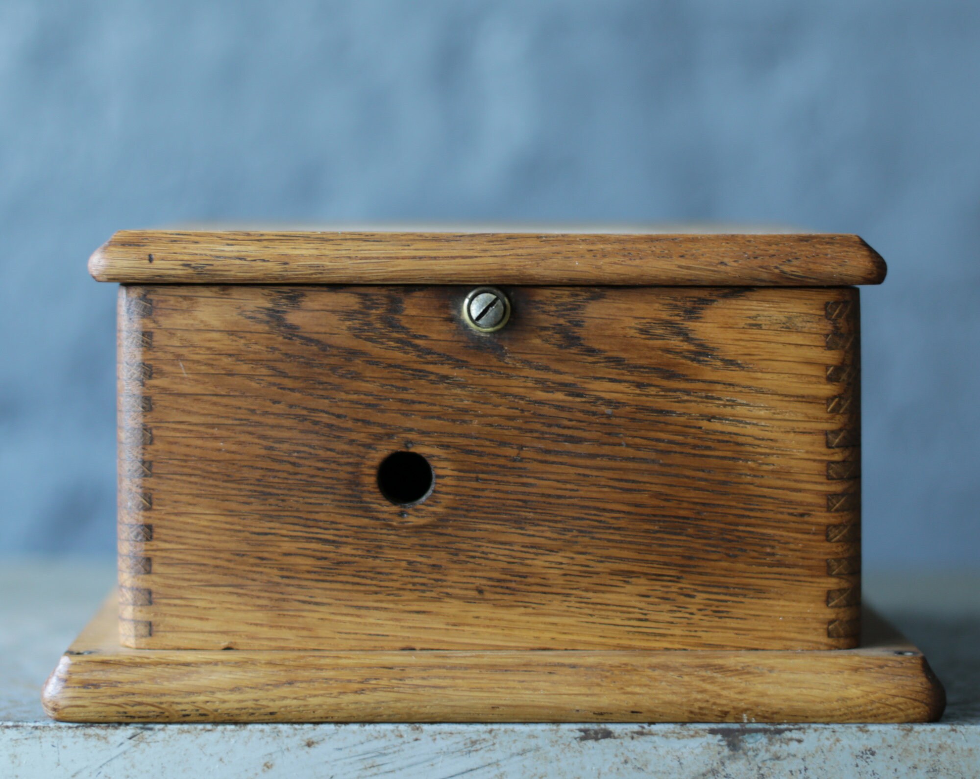 Caja de timbre de teléfono de pared de roble macizo restaurado por ...