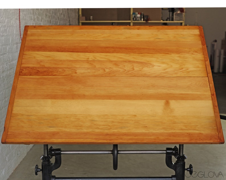 Furniture Office Furniture vintage cast iron base drafting table by ...