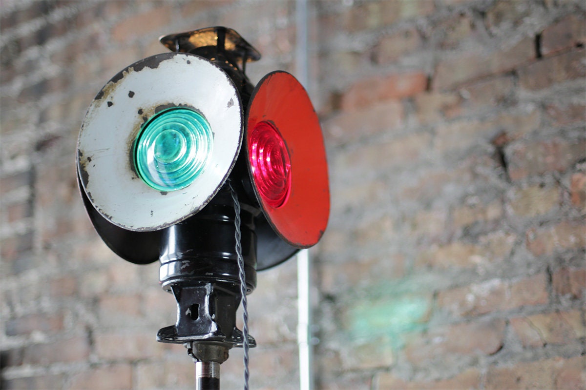Vintage Railroad Lamp on Cast Iron Dressform Base, Vintage Industrial ...