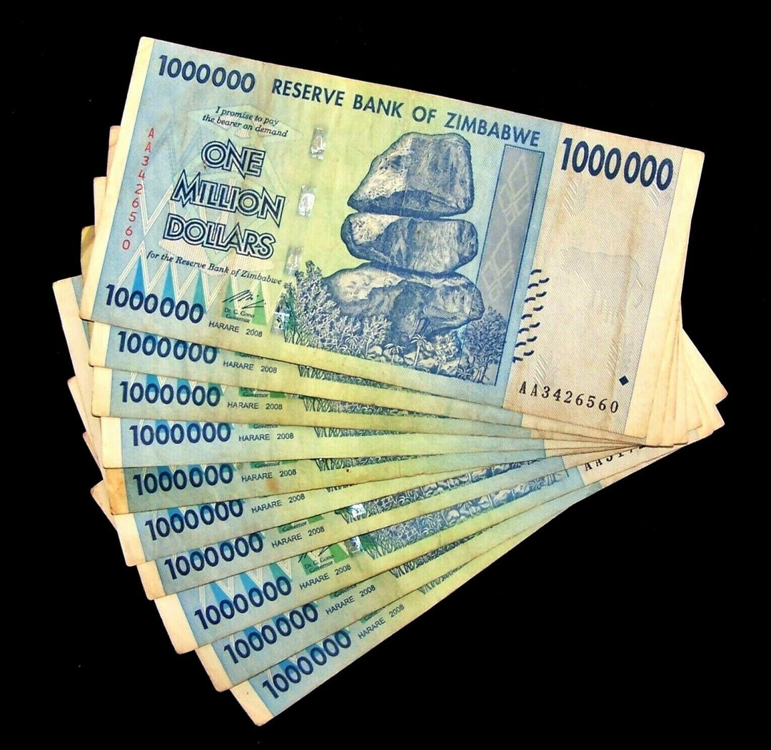 10 Pcs X Zimbabwe 1 Million Dollar Banknotes-2008 Series / Authentic ...