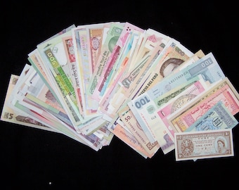 Collection of 100 Different World Mixed Foreign Banknotes Currency ...