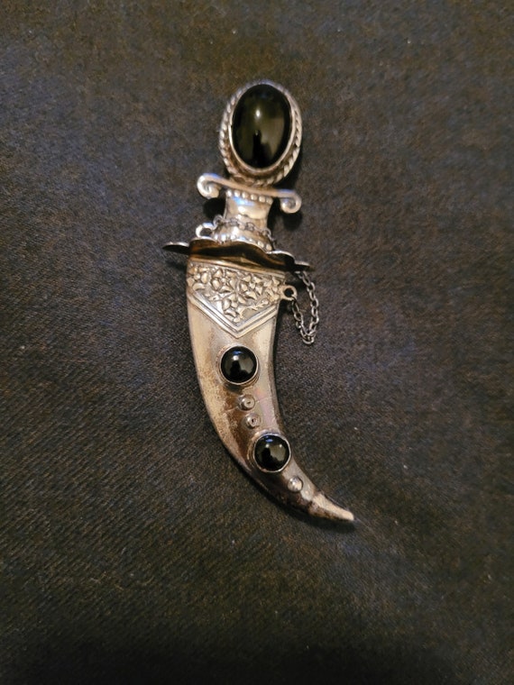 Spanish Silver Dagger Brooch - Gem