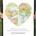 Family Together Map Print, Map 2 Places Family Heart Print,custom ...