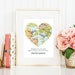 Family Together Map Print, Map 2 Places Family Heart Print,custom ...