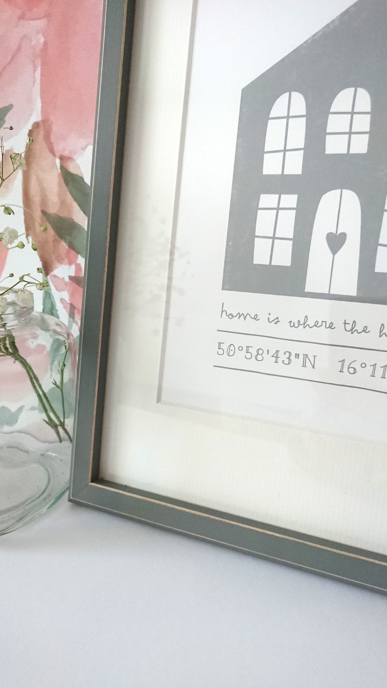 Custom Home Coordinates Poster, Personalized Housewarming Gift (framed ...