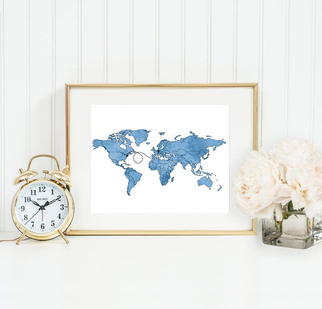 World Map Wedding, World Map, Wedding Map Gift Two States Love Art ...