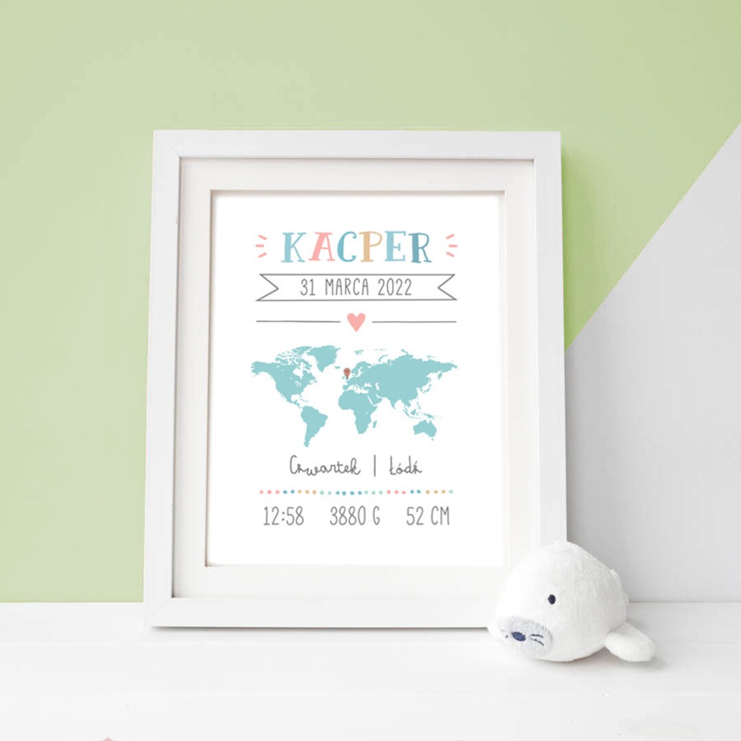 Poster,birth-certificate,custom Baby Birth Announcement,birth ...