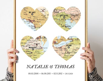 Engagement Location Map Engaged Unique Engagement Gift - Etsy