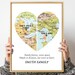 Family Together Map Print, Map 2 Places Family Heart Print,custom ...