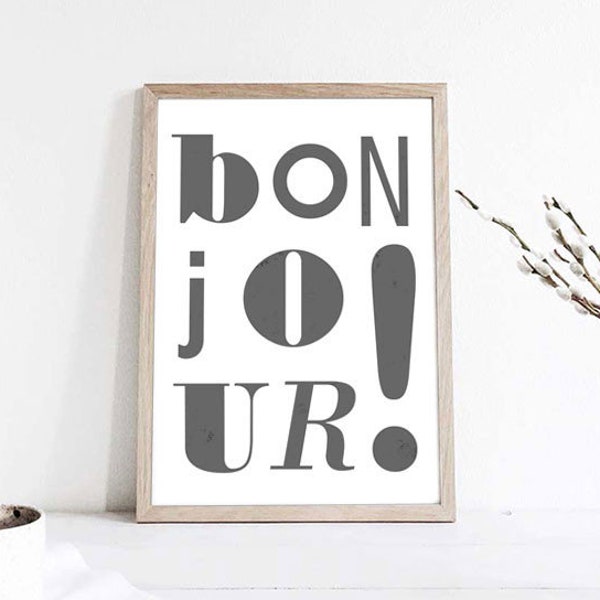 Bonjour Print - Etsy
