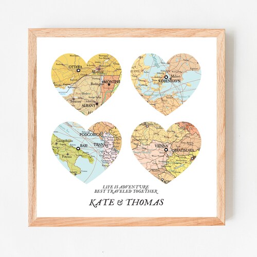 Personalized Map Heart Art Unique Wedding Gift for Couple - Etsy
