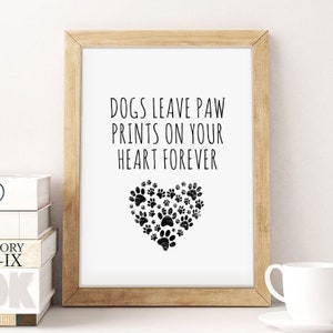 Dogs Leave Pawprints on Our Hearts Forever, Decor,quote,inspirational ...