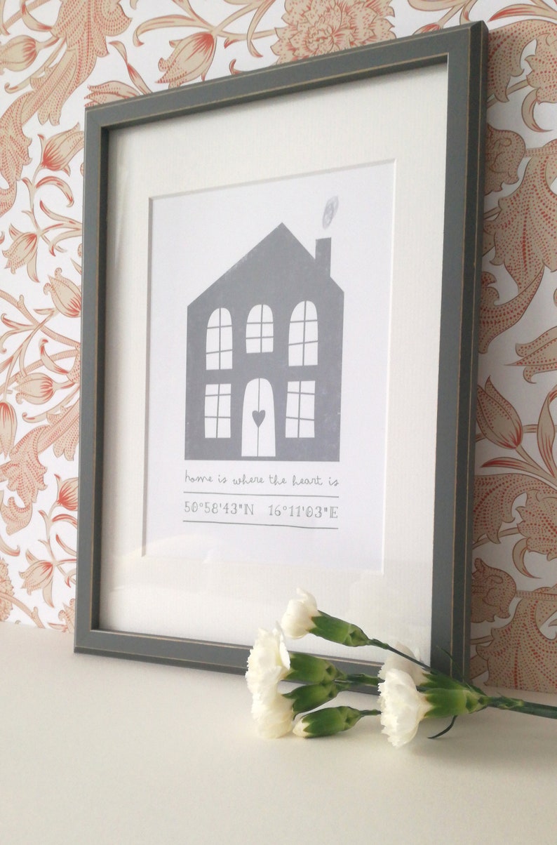 Custom Home Coordinates Poster, Personalized Housewarming Gift (framed ...