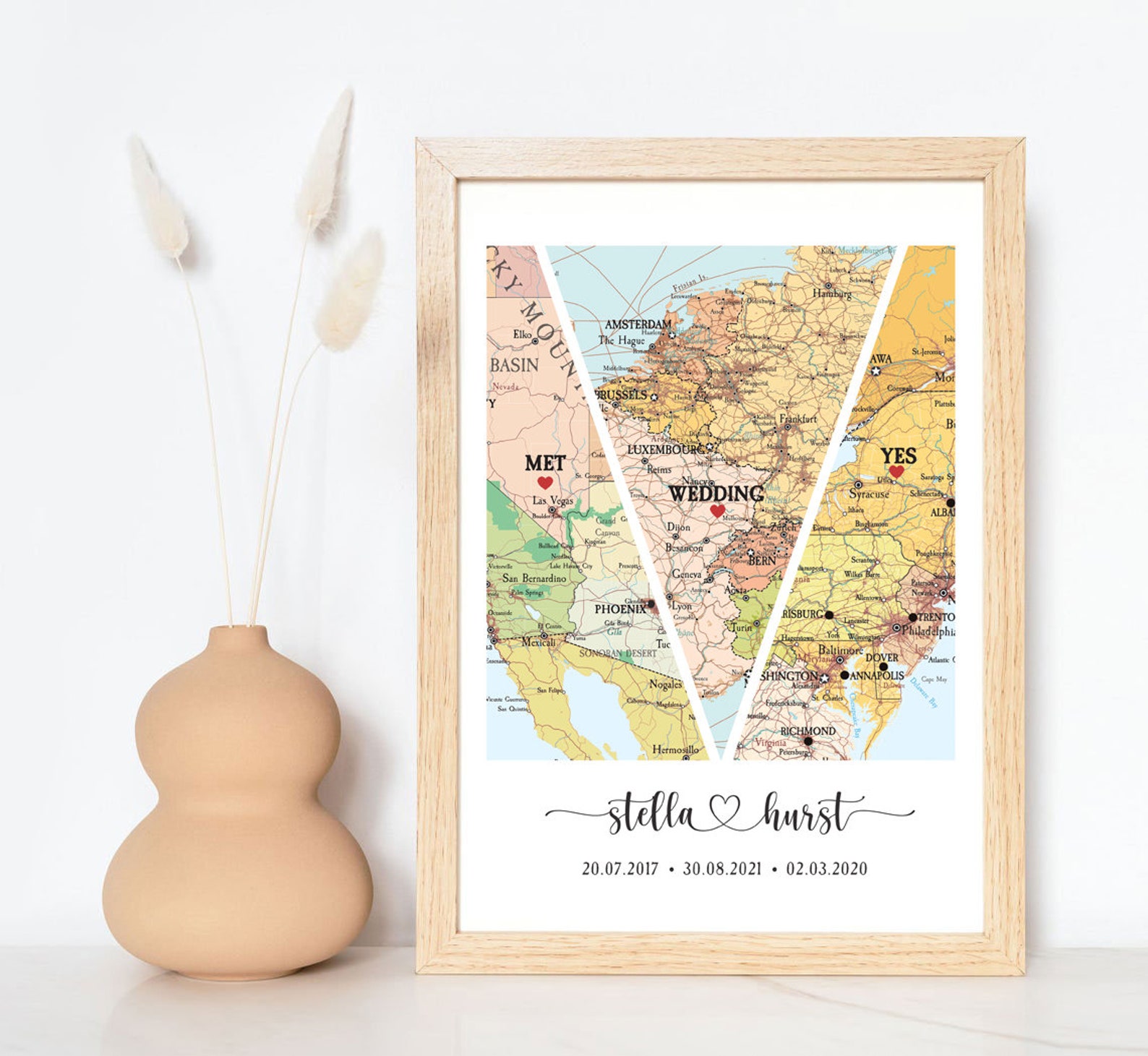 Unique Custom Map Gift Met Engaged Married anniversary Custom - Etsy