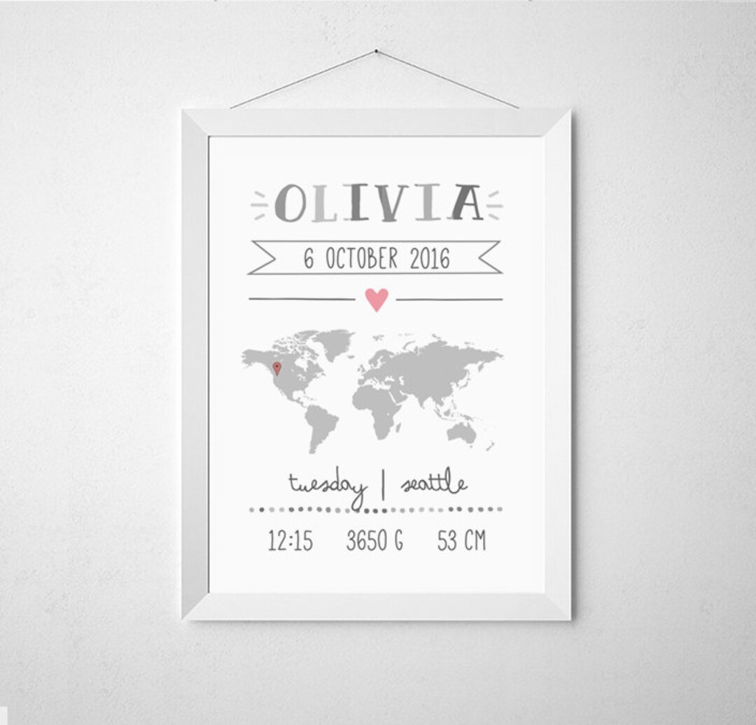 Poster,birth-certificate,custom Baby Birth Announcement,birth ...