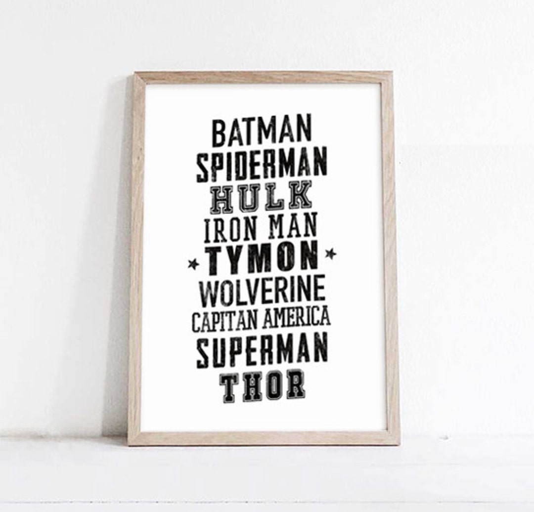 Personalized Superhero Name Poster, Kids Room Decor (digital Download ...