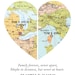 Family Together Map Print, Map 2 Places Family Heart Print,custom ...