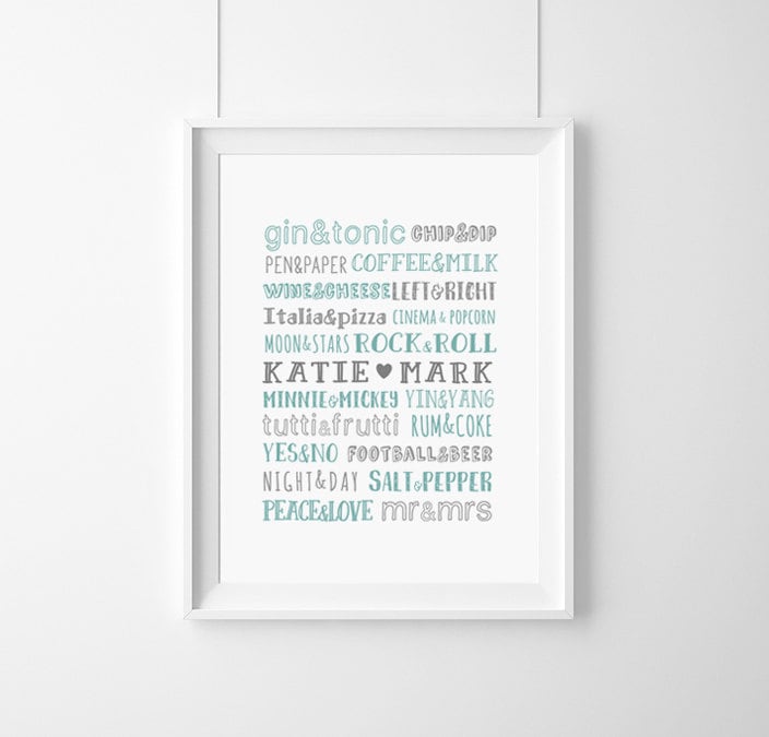 Custom Poster With Couple Name/perfect Pairs Print, Wedding Gift, Love ...