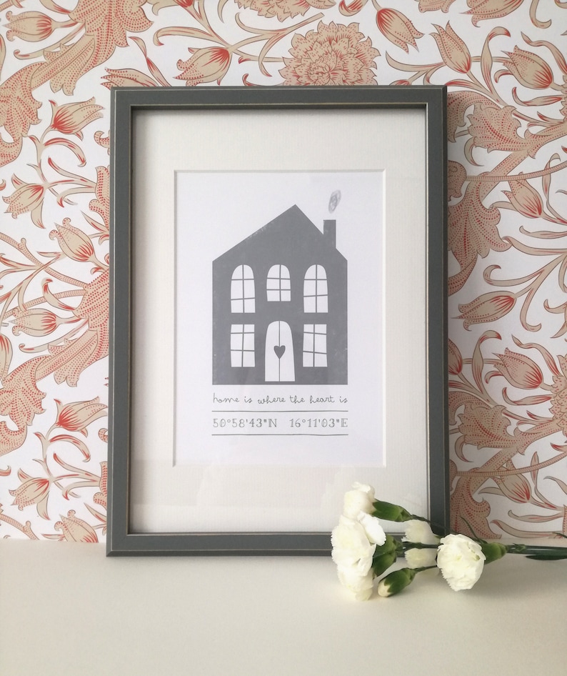 Custom Home Coordinates Poster, Personalized Housewarming Gift (framed ...