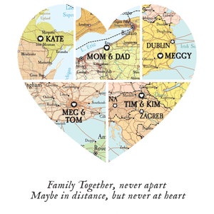 Personalized Family Map Print: 5 Locations, Long Distance Gift - Etsy