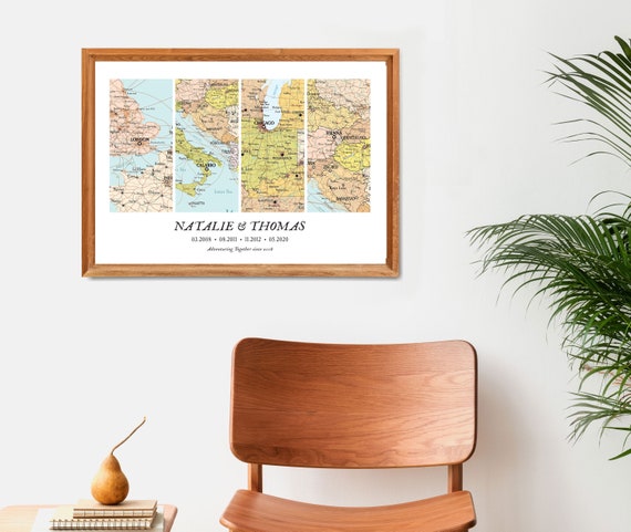 Adventure Together Map Map 4 Places Print Anniversary Gifts | Etsy