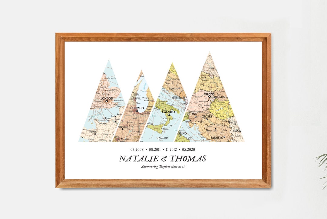 Adventure Together Map Mountain,travel Places Map,map Wedding Gift ...