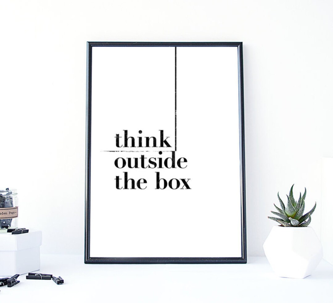 Poster -think Outside the Box,quote,inspirational,gift Idea,typography ...